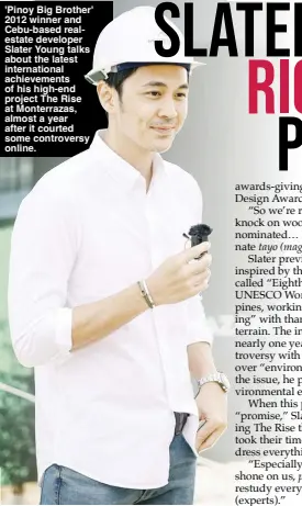 SLATER YOUNG PROUD OF BANAUE RICE TERRACES-INSPIRED PROJECT’S INT’L FEATS - PressReader