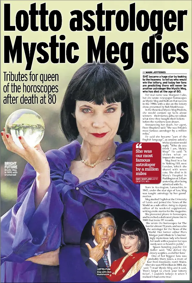 Lotto astrologer Mystic Meg dies - PressReader