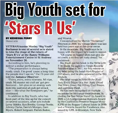Big Youth set for ‘Stars R Us’ - PressReader