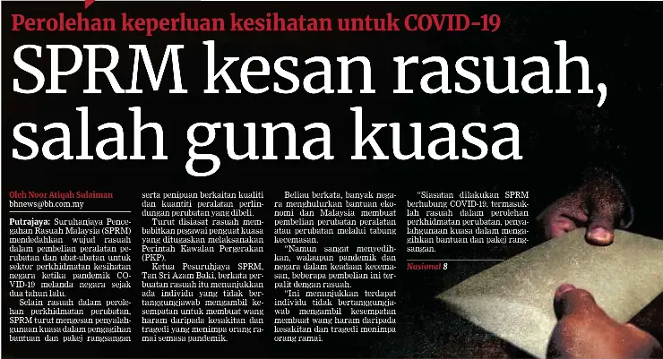 SPRM kesan rasuah, salah guna kuasa - PressReader