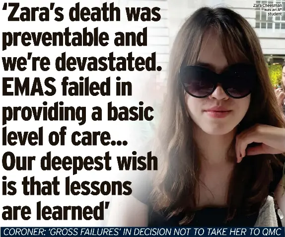 ‘Zara’s death was preventabl­e and we’re devastated. EMAS failed in ...