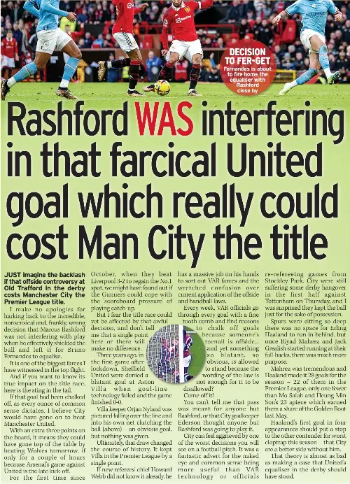 Rashford WAS interferin­g in that farcical United goal which really could cost Man City the ...