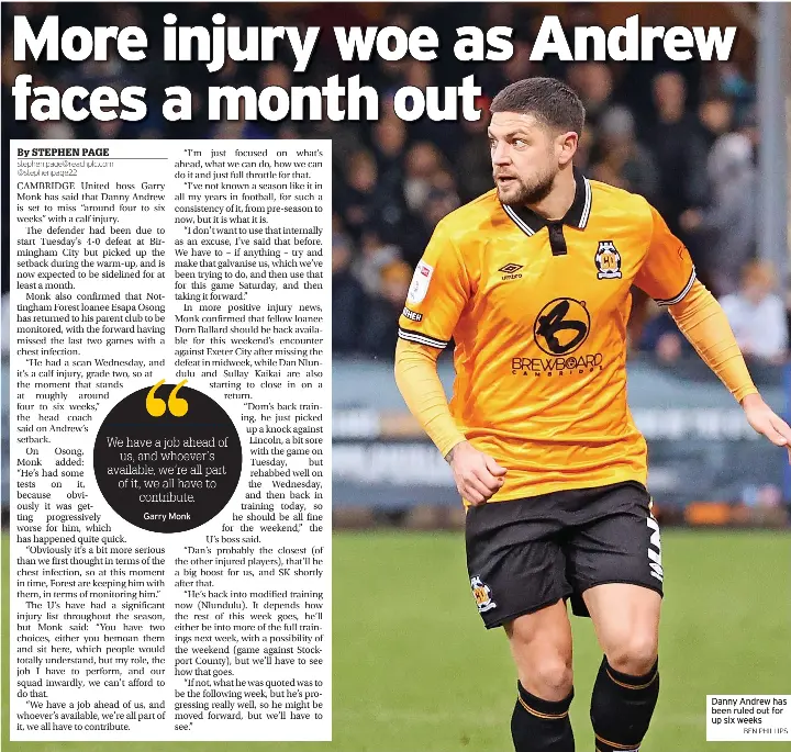More injury woe as Andrew faces a month out - PressReader
