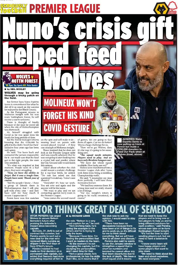Nuno’s crisis gift helped feed Wolves - PressReader