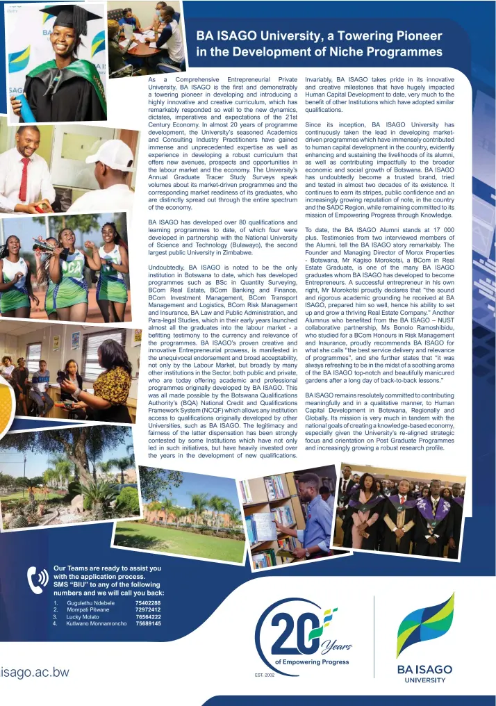 BA ISAGO University, a Towering Pioneer in the Developmen­t of Niche ...