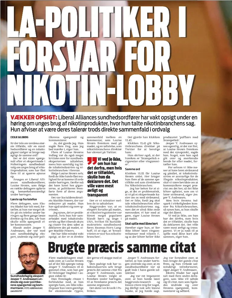 LA- POLITIKER I FORSVAR FOR NIKOTIN- LOBBY - PressReader