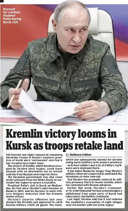 We want peace, but on MY terms, says Putin - PressReader