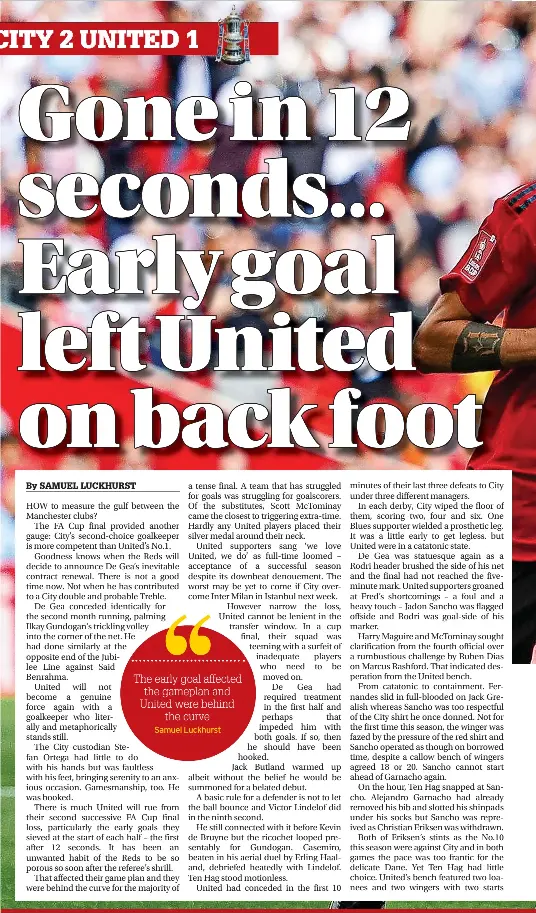 Gone in 12 seconds... Early goal left United on back foot - PressReader