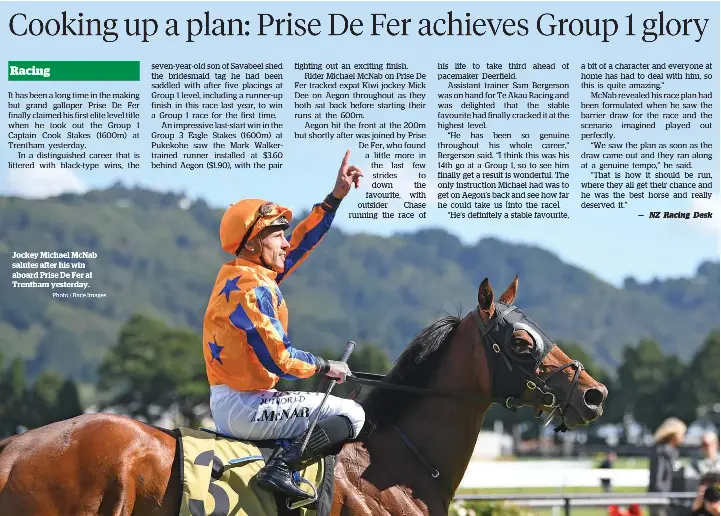 Cooking up a plan: Prise De Fer achieves Group 1 glory - PressReader