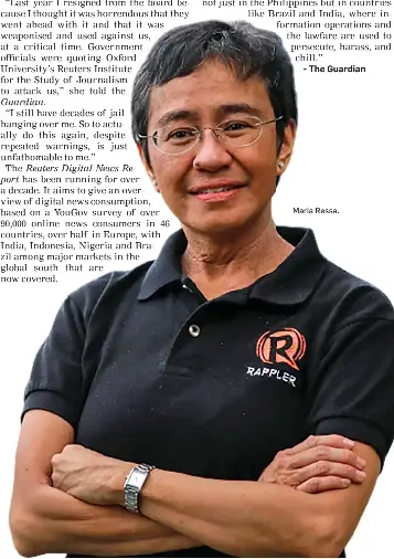 Nobel laureate Maria Ressa says research by Oxford institute can be used against reporters ...
