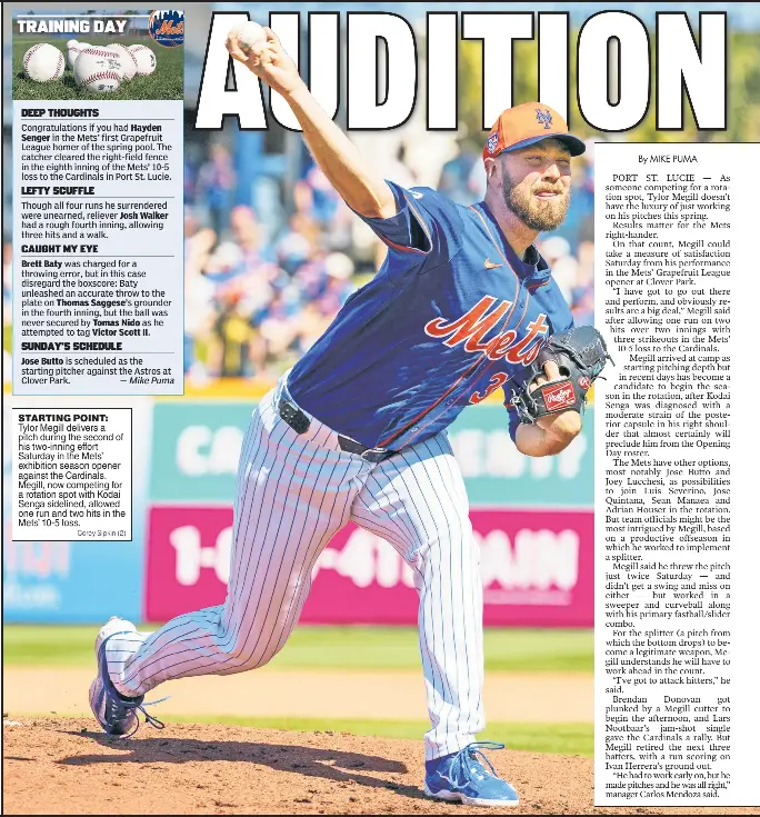 AUDITION TIME Megill takes center stage in bid to win a spot in rotation - PressReader