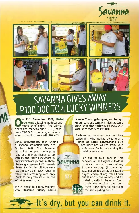 SAVANNA GIVES AWAY P100 000 TO 4 LUCKY WINNERS - PressReader