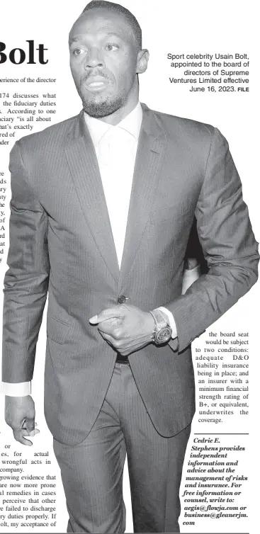 Risk advice to Usain Bolt - PressReader