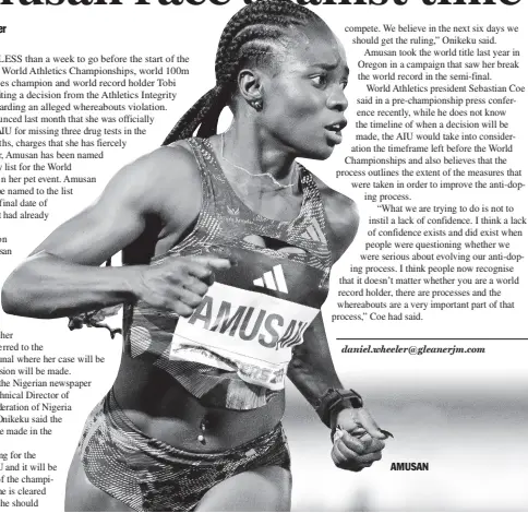 World Athletics helps Amusan race against time - PressReader