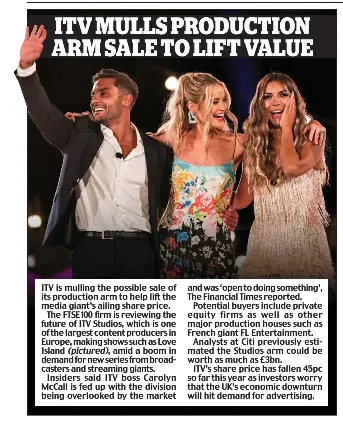 ITV MULLS PRODUCTION ARM SALE TO LIFT VALUE - PressReader