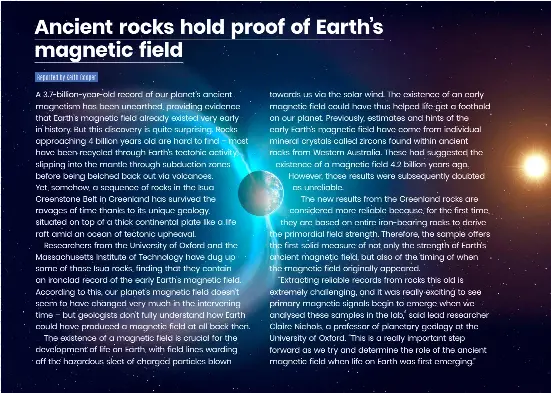 Ancient rocks hold proof of Earth’s magnetic field - PressReader