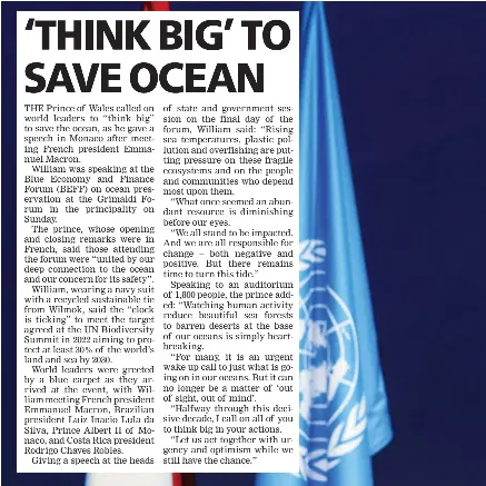 THINK BIG’ TO SAVE OCEAN - PressReader
