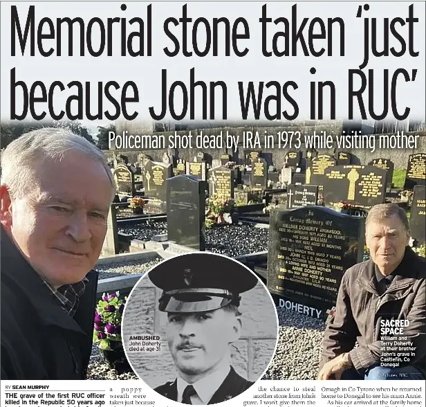 Memorial stone taken ‘just because John was in RUC’ - PressReader