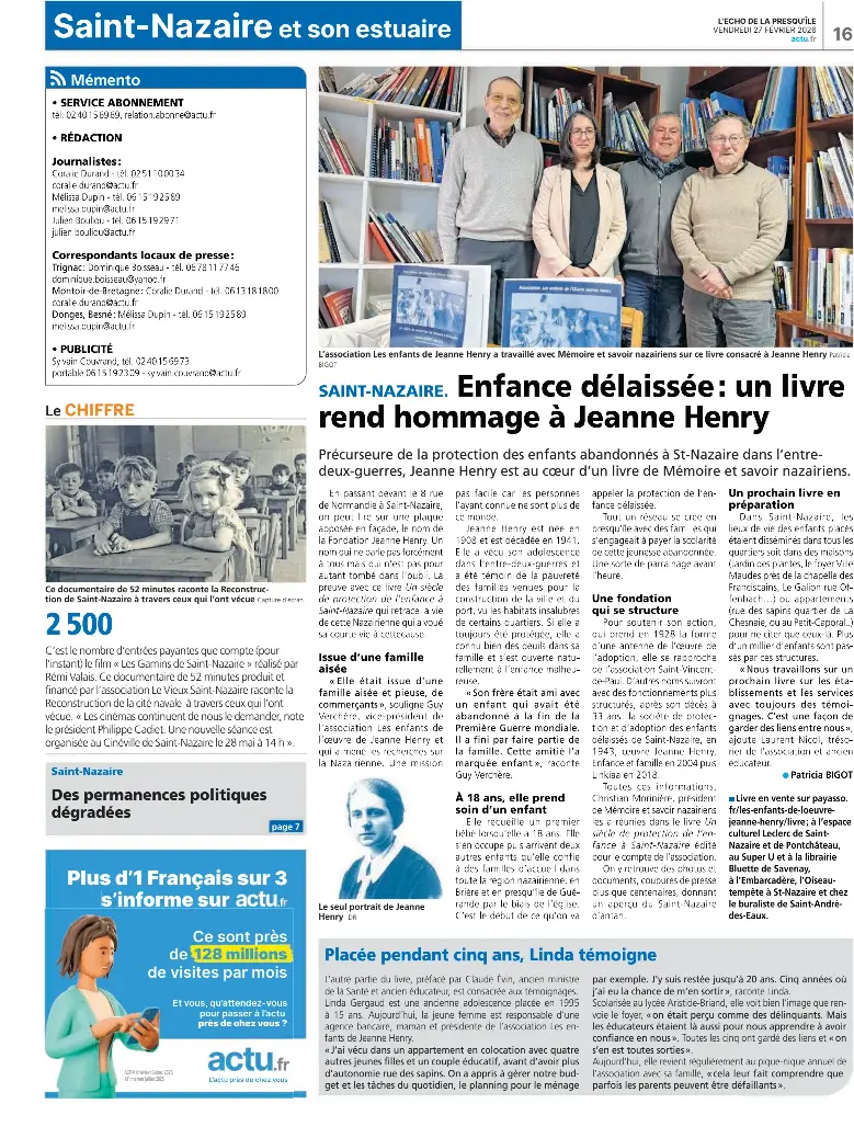 Enfance délaissée: un livre rend hommage à Jeanne Henry - PressReader