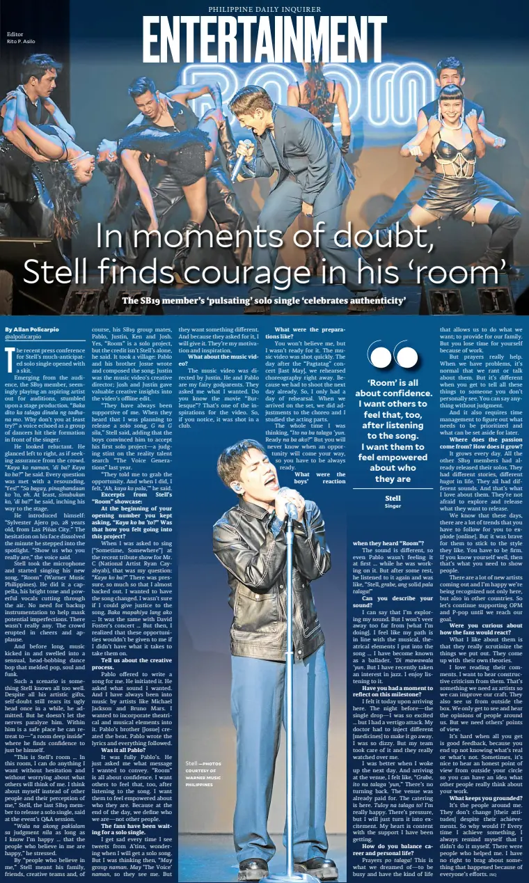 ENTERTAINM­ENT In moments of doubt, Stell finds courage in his ‘room ...
