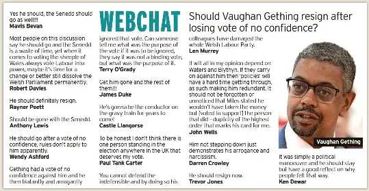 WEBCHAT Should Vaughan Gething resign after losing vote of no confidence? - PressReader
