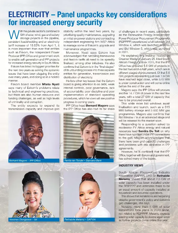 for ELECTRICIT­Y increased – energy Panel security unpacks key considerat­ions - PressReader