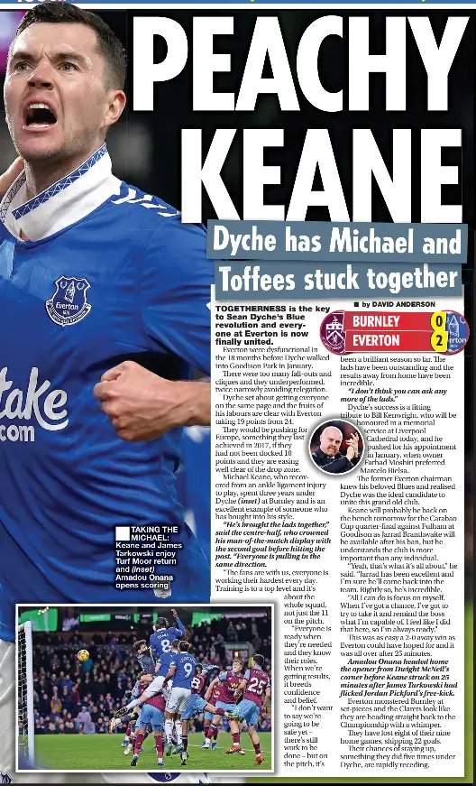 PEACHY KEANE Dyche has Michael and Toffees stuck together - PressReader