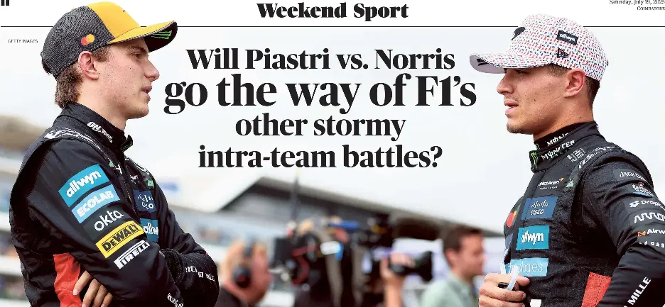 Will Piastri vs. Norris go the way of F1’s other stormy intrateam ...