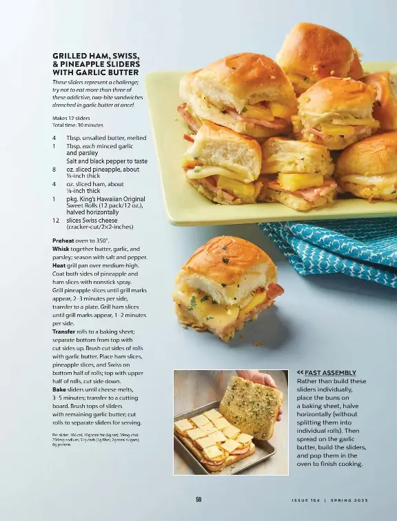 GRILLED HAM, SWISS, & PINEAPPLE SLIDERS WITH GARLIC BUTTER - PressReader