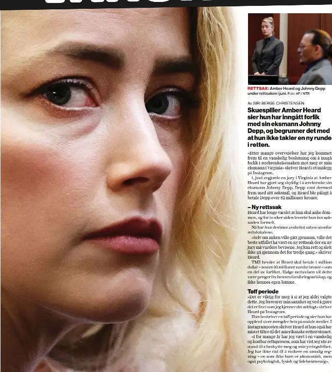–VANSKELIG Amber Heard inngår forlik med Johnny Depp - PressReader
