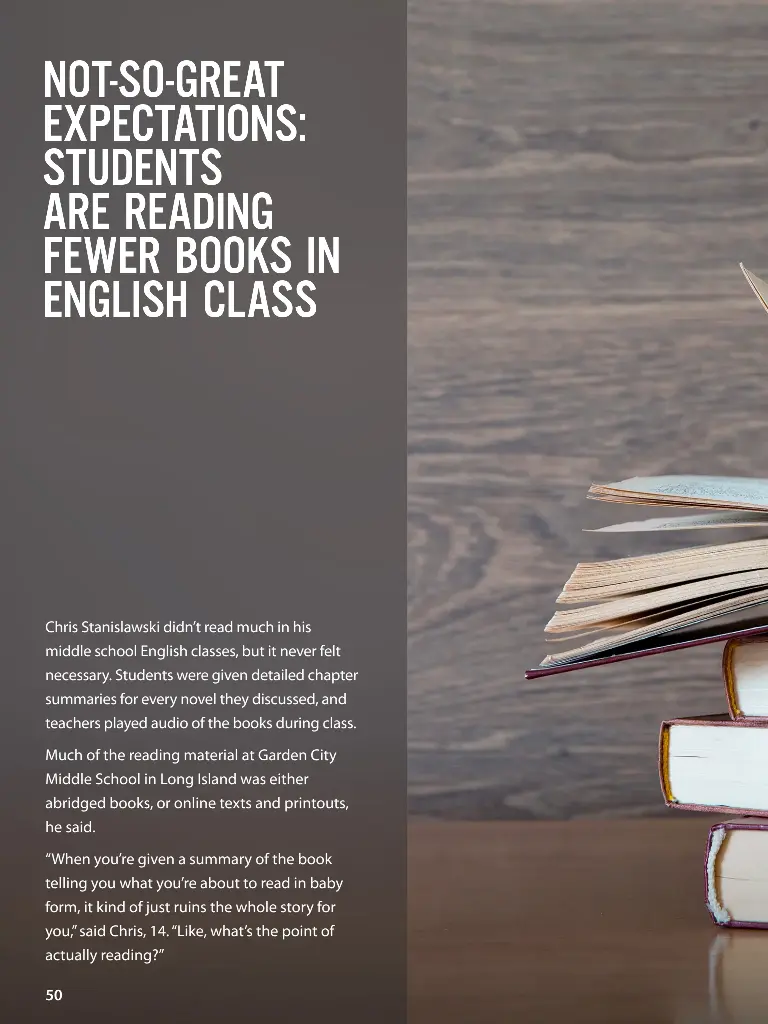 NOT-SO-GREAT EXPECTATIO­NS: STUDENTS ARE READING FEWER BOOKS IN... - PressReader