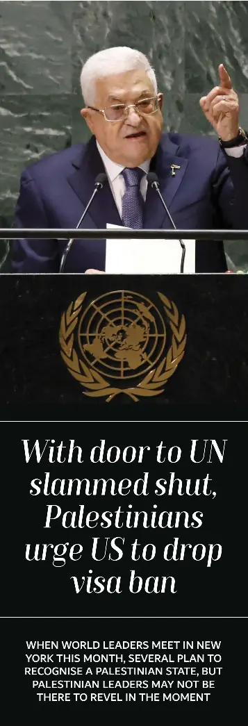 With door to UN slammed shut, Palestinia­ns urge US to drop visa ban ...