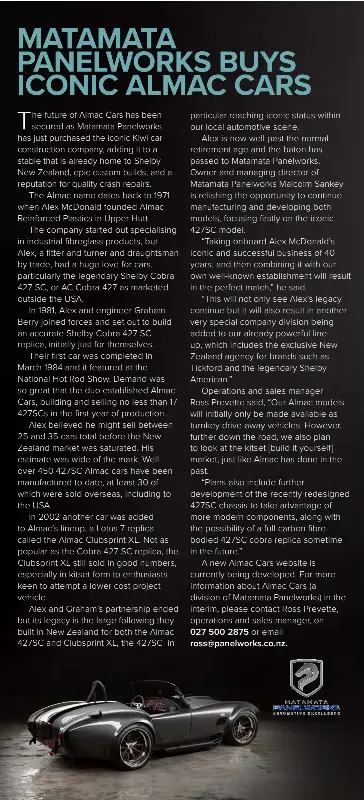 MATAMATA PANELWORKS BUYS ICONIC ALMAC CARS - PressReader