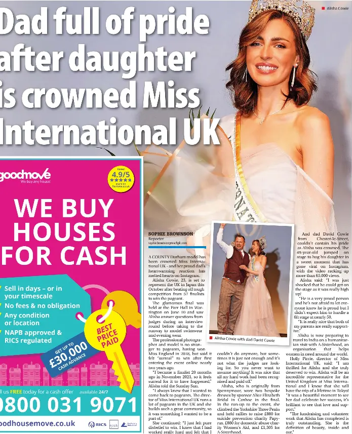Dad full of pride after daughter is crowned Miss Internatio­nal UK - PressReader