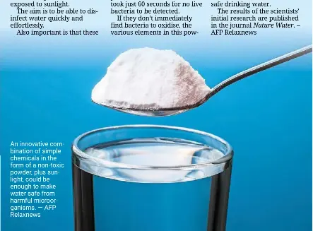 A simple powder to disinfect water - PressReader