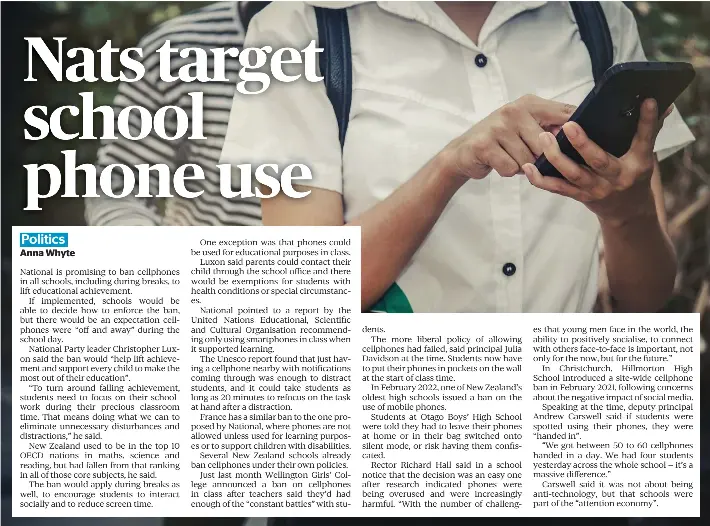 Nats target school phone use - PressReader