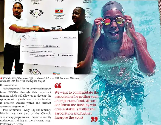 E530 000 boost for Swimming Associatio­n - PressReader