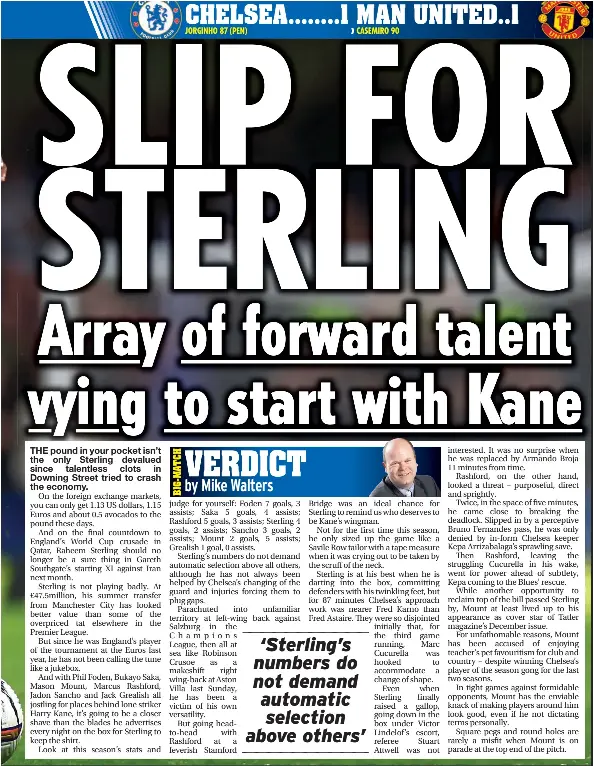 SLIP FOR STERLING Array of forward talent vying to start with Kane - PressReader