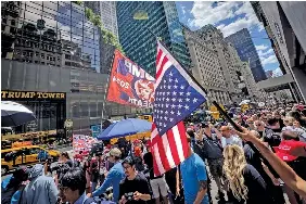 Upside-down flags appear at Trump verdict protests - PressReader