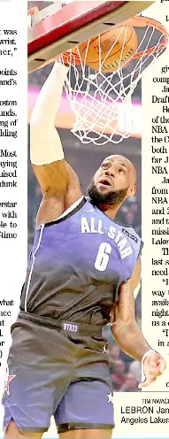 Injured leBron wants playoffs stint - PressReader