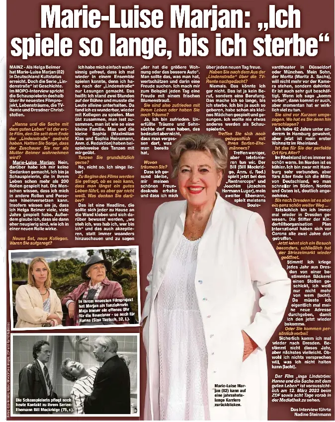 Marie-Luise Marjan: „Ich spiele so lange, bis ich sterbe“ - PressReader