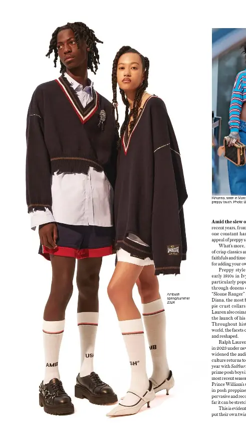 Rihanna, seen in March 2023 in Los Angeles, gives pregnancy a preppy ...