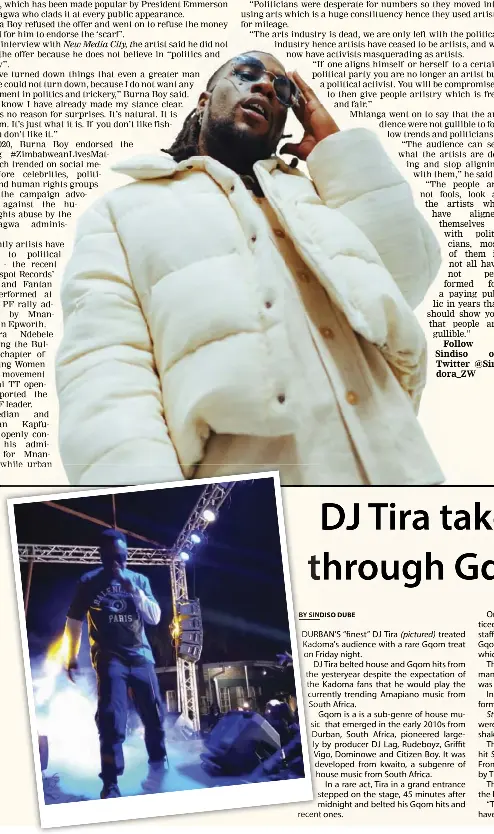 I rejected Zanu PF scarf: Burna Boy - PressReader