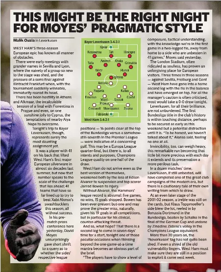 THIS MIGHT BE THE RIGHT NIGHT FOR MOYES’ PRAGMATIC STYLE - PressReader