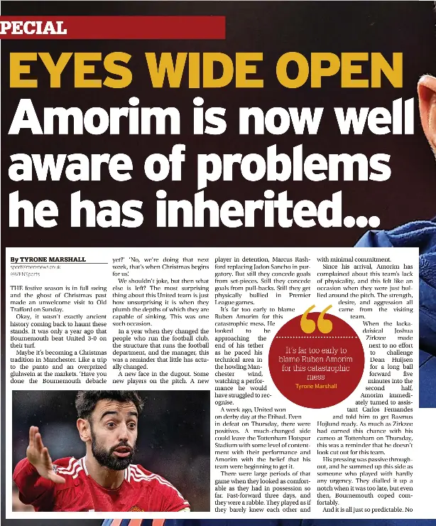 EYES WIDE OPEN Amorim is now well aware of problems he has inherited... - PressReader