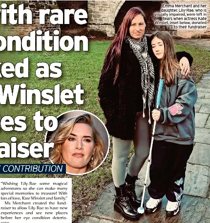 Girl with rare eye condition shocked as Kate Winslet donates to ...