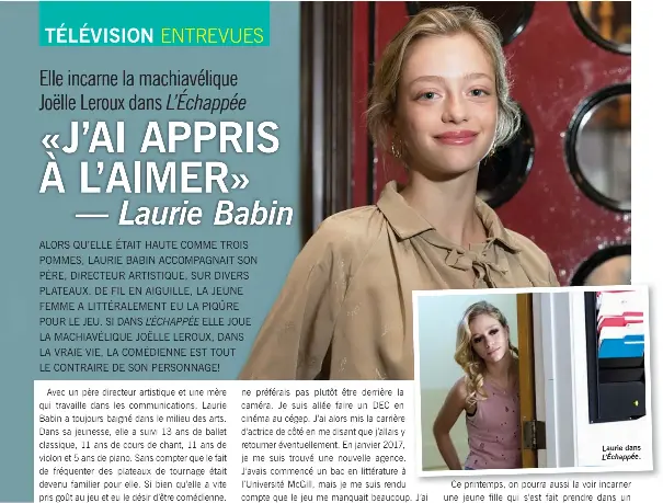 Laurie Babin: la machiavéli­que Joëlle dans L’Échappée - PressReader