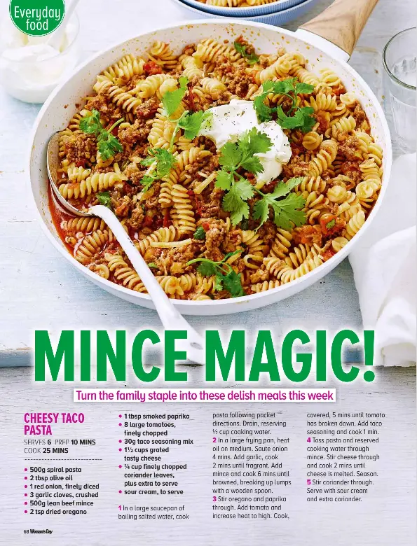 MINCE MAGIC! CHEESY TACO PASTA - PressReader