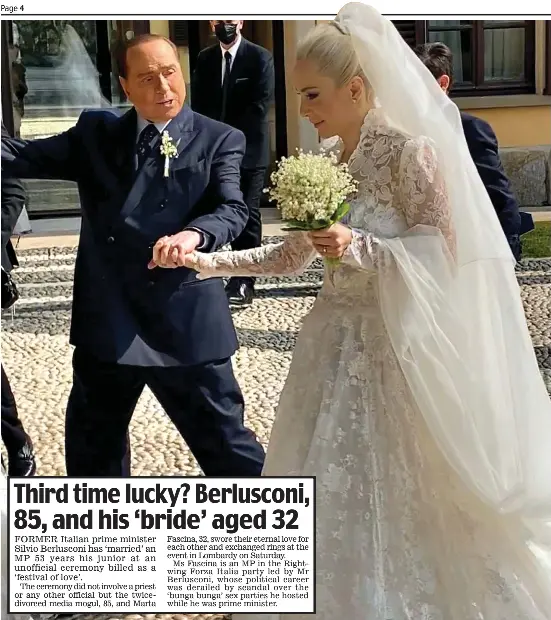 Third time lucky? Berlusconi, 85, and his ‘bride’ aged 32 - PressReader