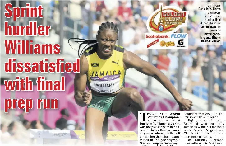 Sprint hurdler Williams dissatisfi­ed with final prep run - PressReader